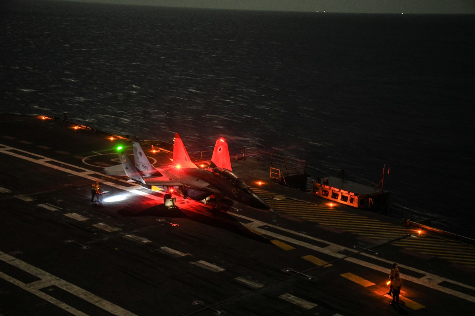 MiG-29K Makes Maiden Night Landing on INS Vikrant