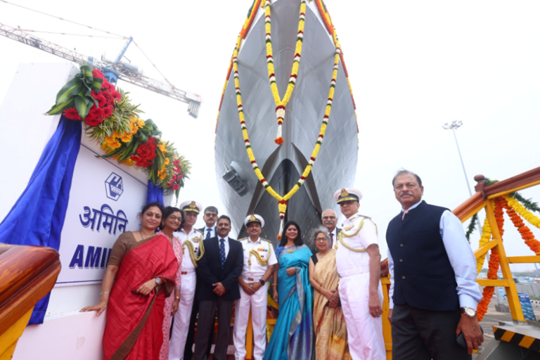 GRSE Launches 4th Anti-Sub Warship INS Amini