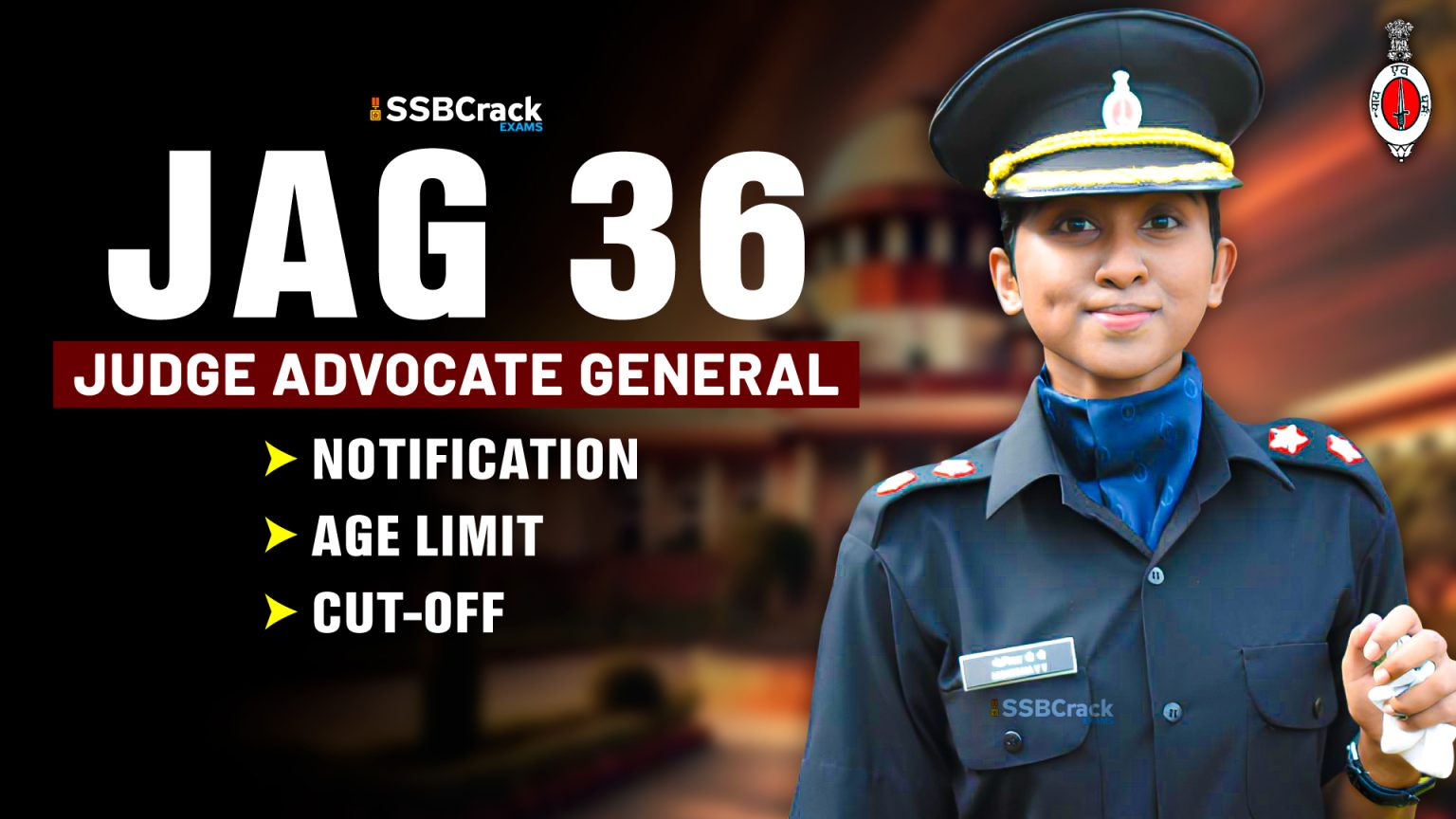 JAG 36 Notification Indian Army Judge Advocate General