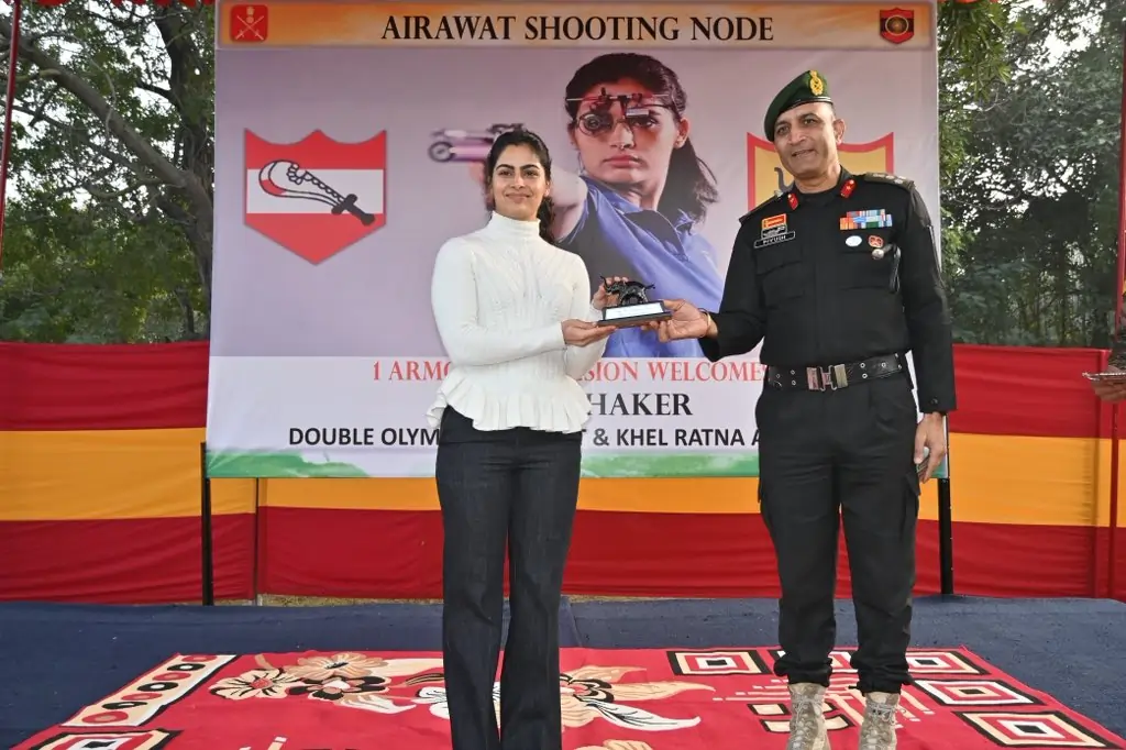 Manu Bhaker Inspires Young Shooters at Patiala Military Station