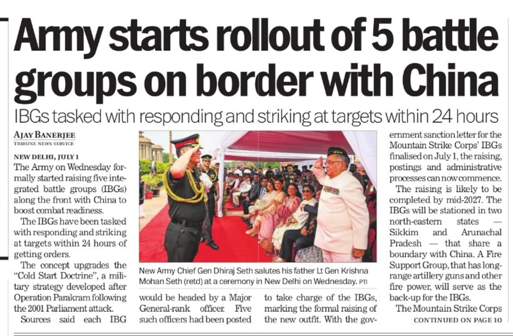 Indian Army Creates Integrated Battle Groups in Major Military Reform